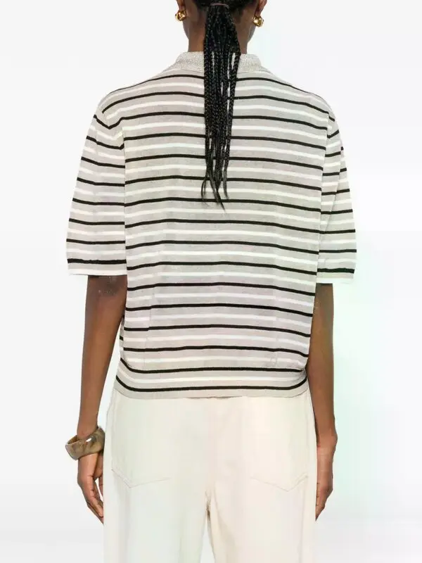 Brunello Cucinelli Striped Polo Top