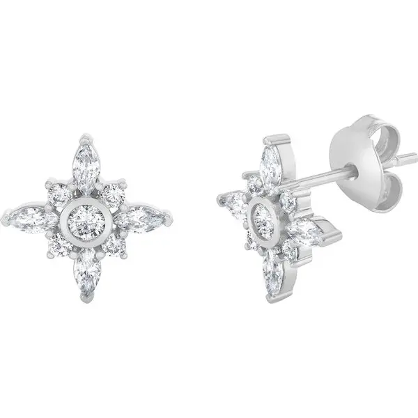 CRISLU Brilliant & Marquise Cubic Zirconia Star Stud Earrings - Pure Platinum/clear Stone