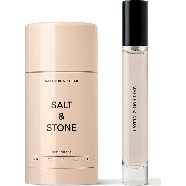 SALT & STONE Saffron & Cedar Deodorant & Mini Body Mist Set $30 Value - No Color