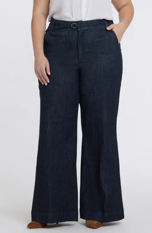 NYDJ Mia Belted High Waist Palazzo Flare Jeans - Rinse