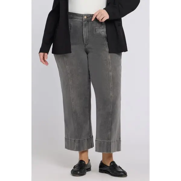 NYDJ Teresa Front Seam Wide Leg Ankle Jeans - Dusty Ash