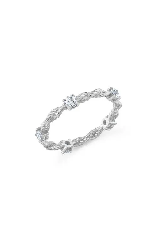 CRISLU Cubic Zirconia Twisted Band Ring - Pure Platinum/clear Stone