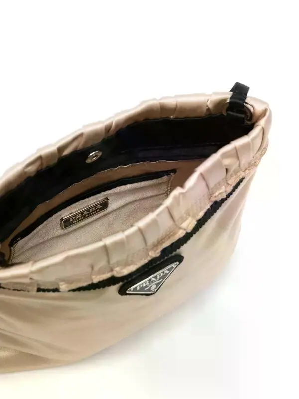 Prada 2000s Triangle Logo Satin Crossbody Bag