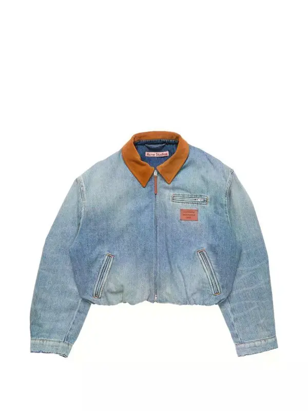 Acne Studios Denim Bomber Jacket With Suede Collar - Blue