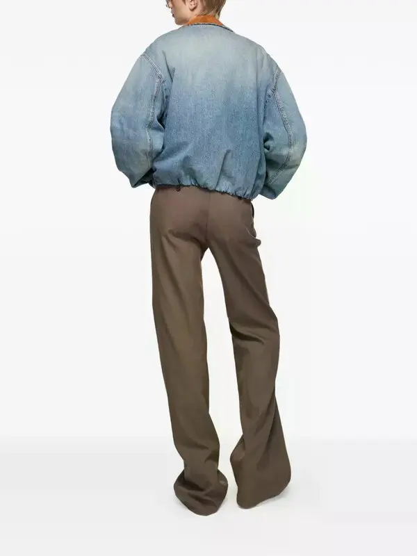 Acne Studios Denim Bomber Jacket With Suede Collar - Blue