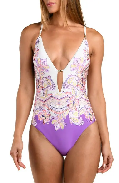 SUNSHINE 79 Plunge One-piece Swimsuit - Purple Multi