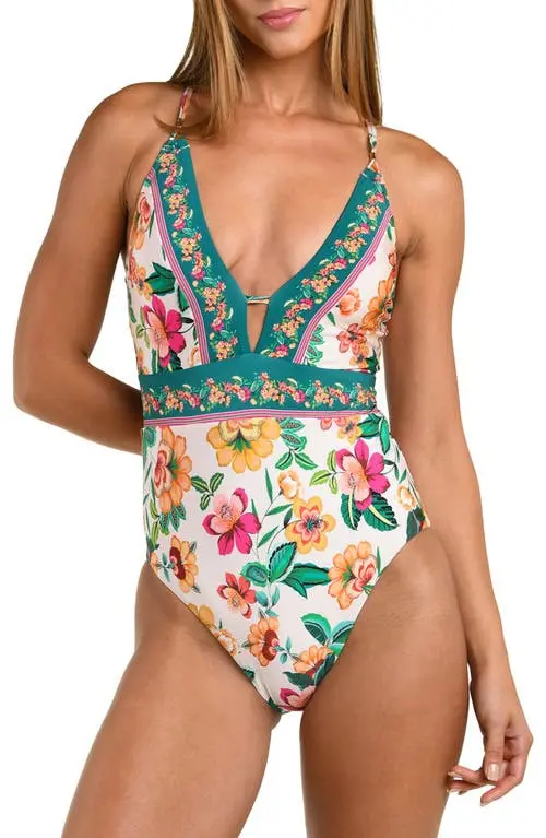 SUNSHINE 79 Zen Garden Plunge One-piece Swimsuit - Blue/green Multi