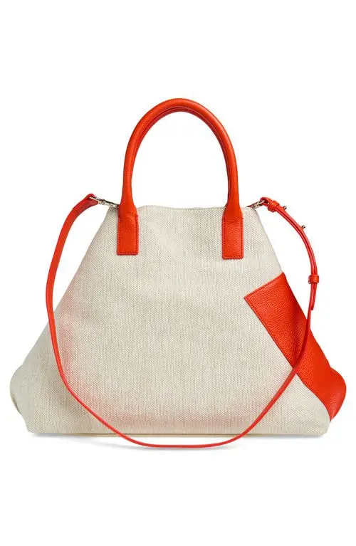 Akris Canvas & Leather Convertible Shoulder Tote