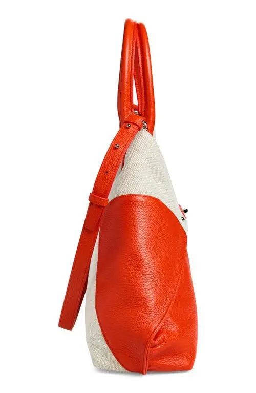 Akris Canvas & Leather Convertible Shoulder Tote