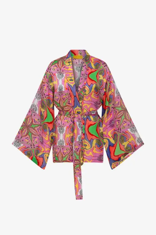 JE TE VEUX Printed Short Kimono