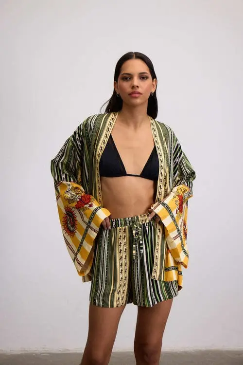 JE TE VEUX Sun Printed Desert Echo Kimono