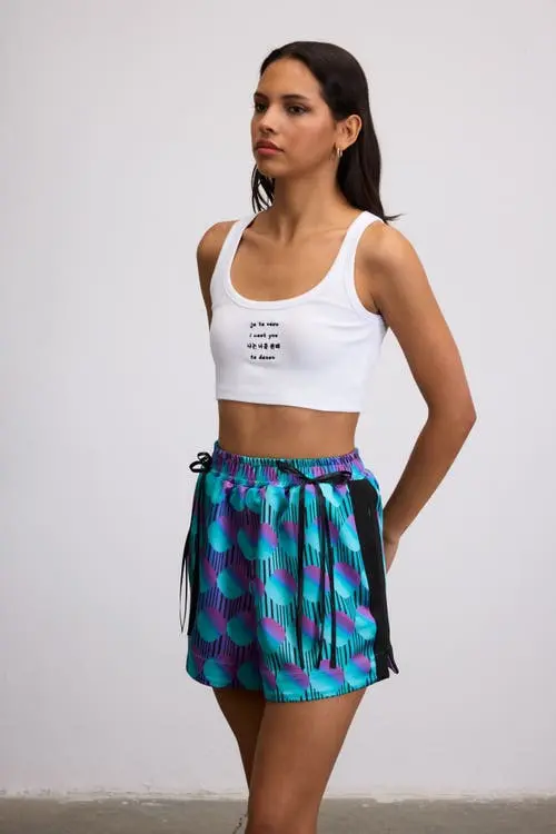 JE TE VEUX Polka Dot Shorts With Bow Detail - Purple