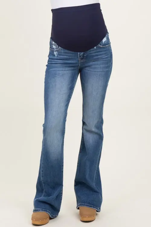 PINKBLUSH Maternity Flare Jeans - Blue