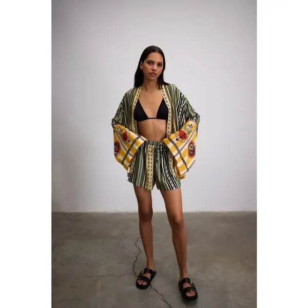 JE TE VEUX Printed Drawstring Shorts - Green