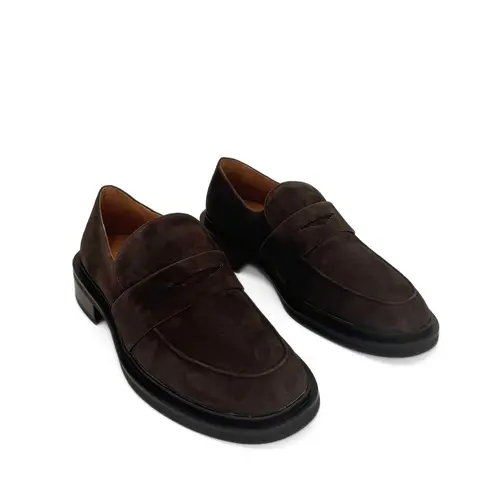 AMIE RAFA Drew Suede Loafers - Brown