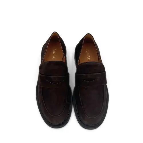 AMIE RAFA Suede Loafer - Brown