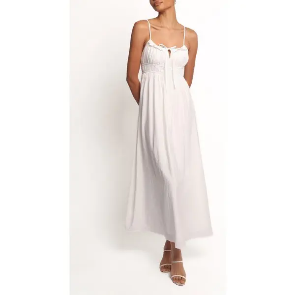 PETAL & PUP Ceres Front Tie Maxi Dress - White