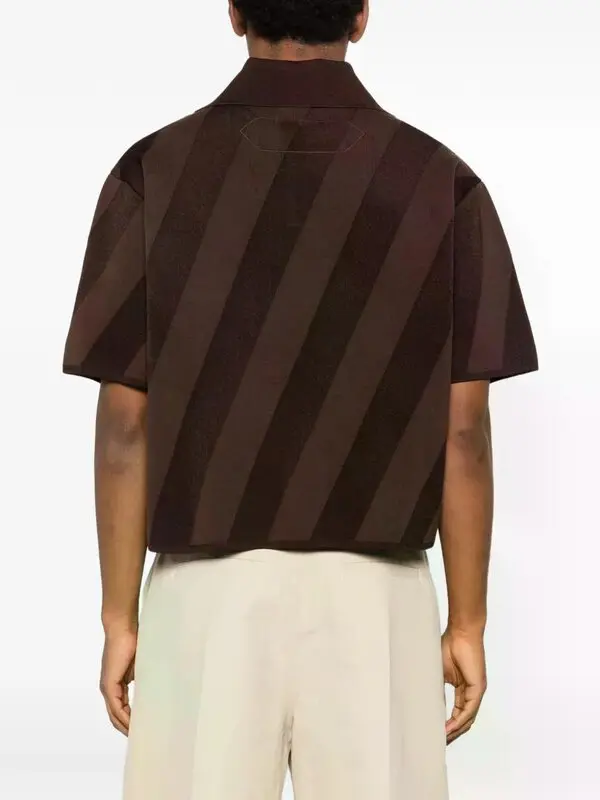 Jacquemus Stripped V-neck Polo Shirt - Brown