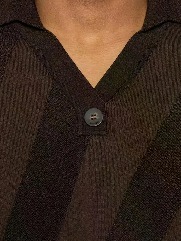 Jacquemus Stripped V-neck Polo Shirt - Brown