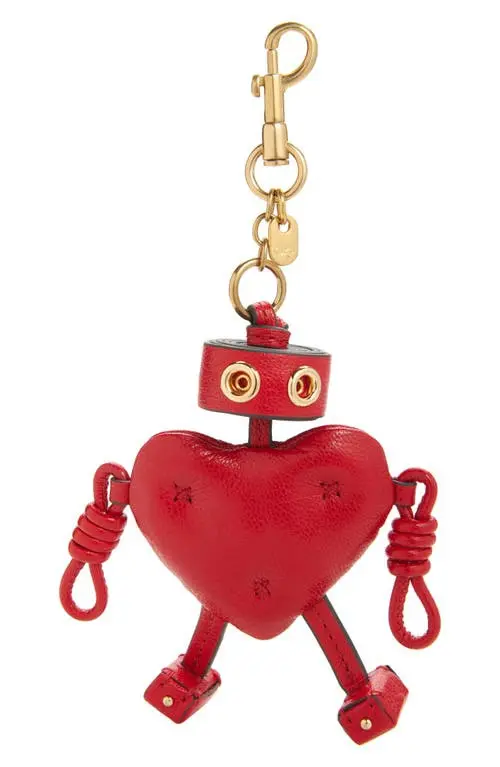 ANYA HINDMARCH Valentine's Day Chubby Heart Leather Bag Charm - Bright Red
