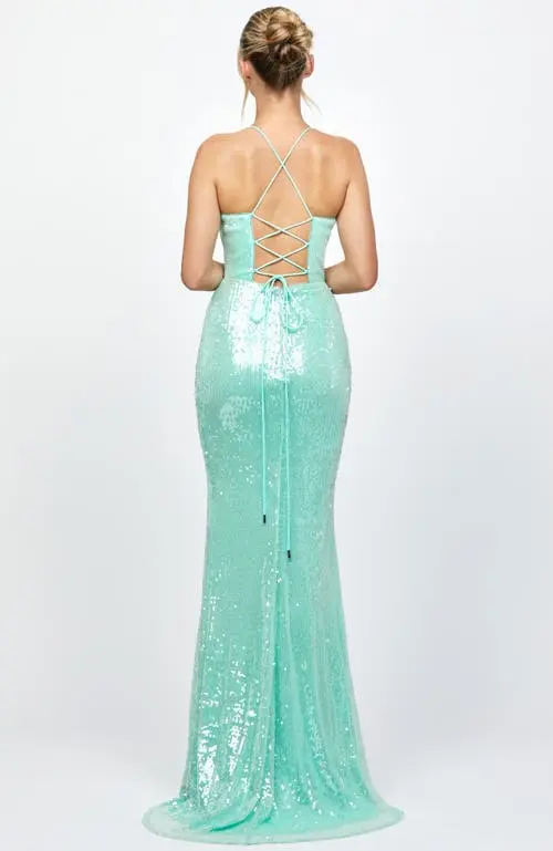 BARIANO Indyana Sequin Strappy Back Maxi Gown