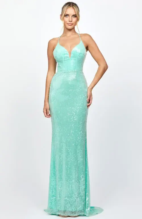 BARIANO Indyana Sequin Strappy Back Maxi Gown