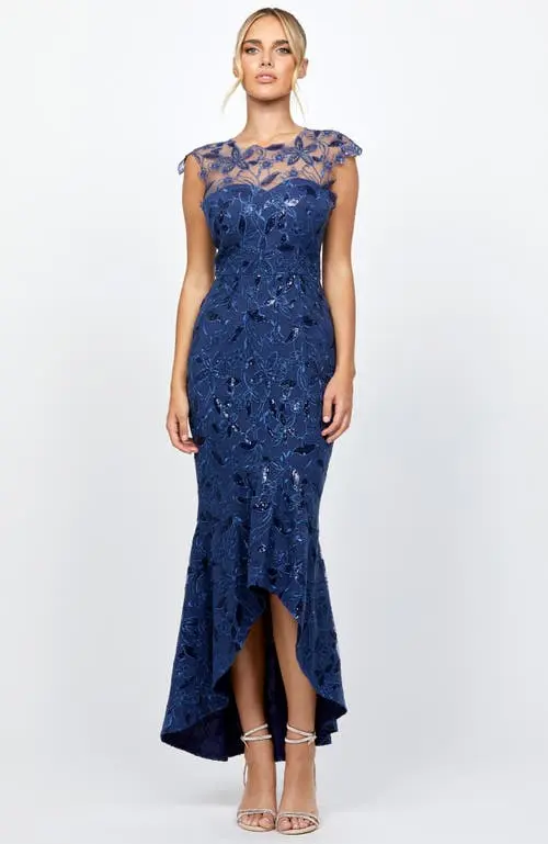 BARIANO Phoebe Cap-sleeve Hi-lo Gown