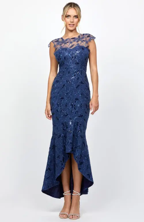 BARIANO Phoebe Cap-sleeve Hi-lo Gown