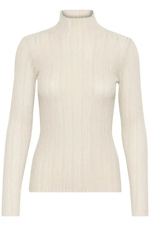 SOAKED IN LUXURY Sllaisa Metallic Turtleneck Pullover - Silver