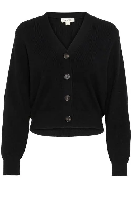 SOAKED IN LUXURY Rib Knit Button V-neck Cardigan
