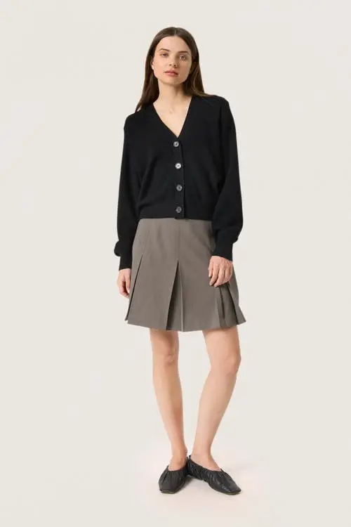 SOAKED IN LUXURY Rib Knit Button V-neck Cardigan