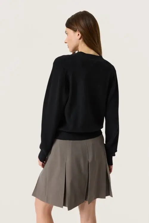 SOAKED IN LUXURY Rib Knit Button V-neck Cardigan