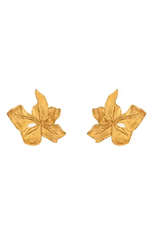 Oscar De La Renta Cyclamen Stud Earrings - Gold