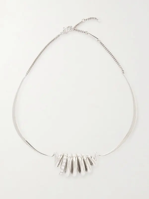 Rabanne Tone And Crystal Choker - Silver