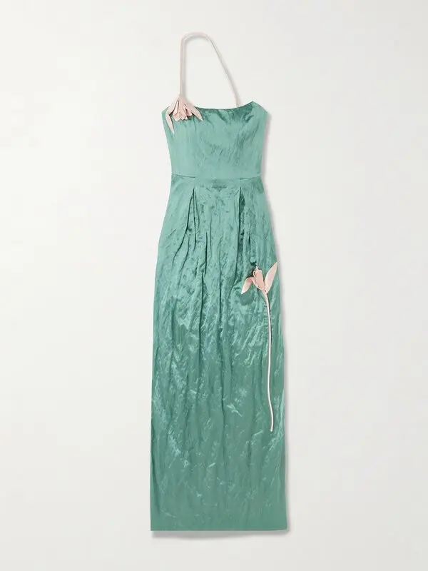 Erdem One-shoulder Bead-embellished Gown - Blue