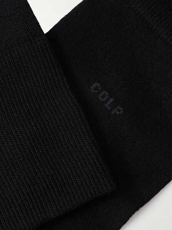 CDLP Set Of Six Intarsia Ribbed Organic Cotton-blend Socks - Black