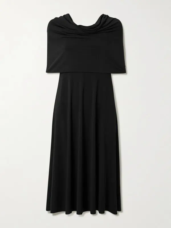 Norma Kamali Off-the-shoulder Jersey Midi Dress - Black