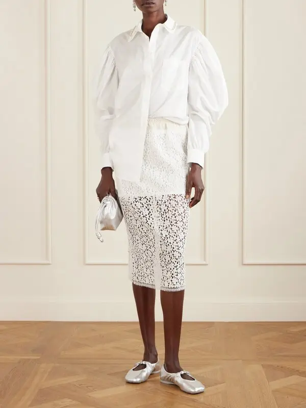 Simone Rocha Embellished Cotton-poplin Shirt