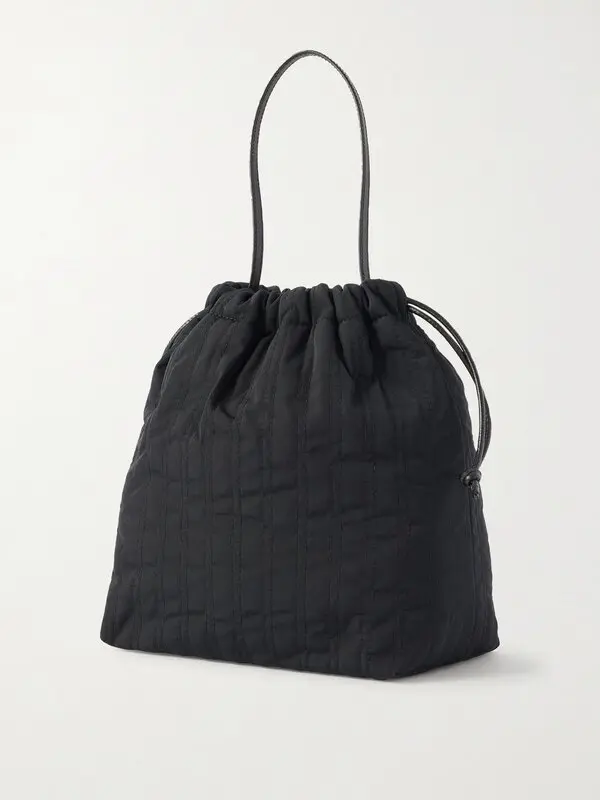 VALESQUE Leather-trimmed Quilted Nylon Bonnet Shoulder Bag