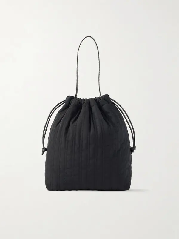 VALESQUE Leather-trimmed Quilted Nylon Bonnet Shoulder Bag - Black