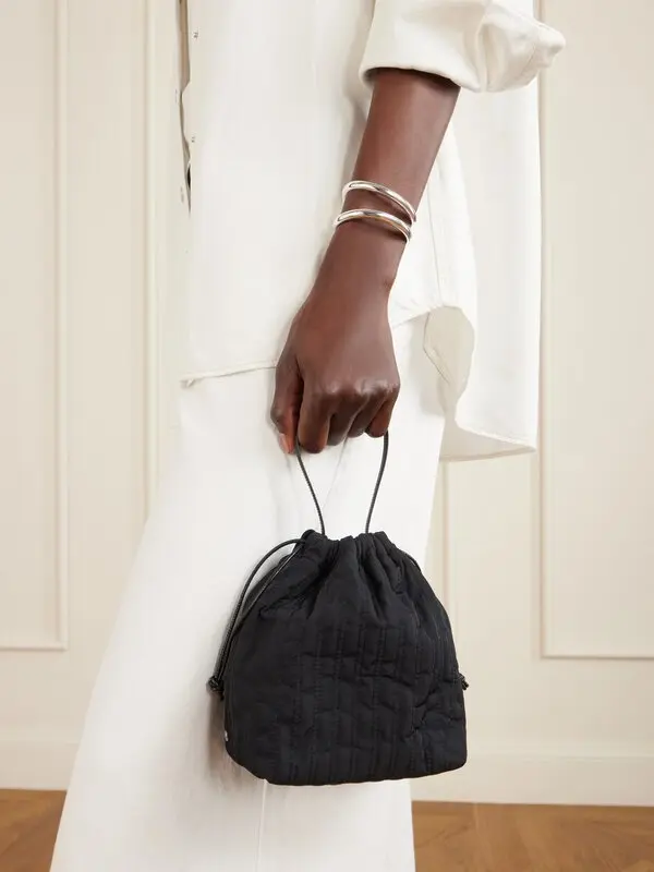 VALESQUE Leather-trimmed Quilted Nylon Bonnet Shoulder Bag