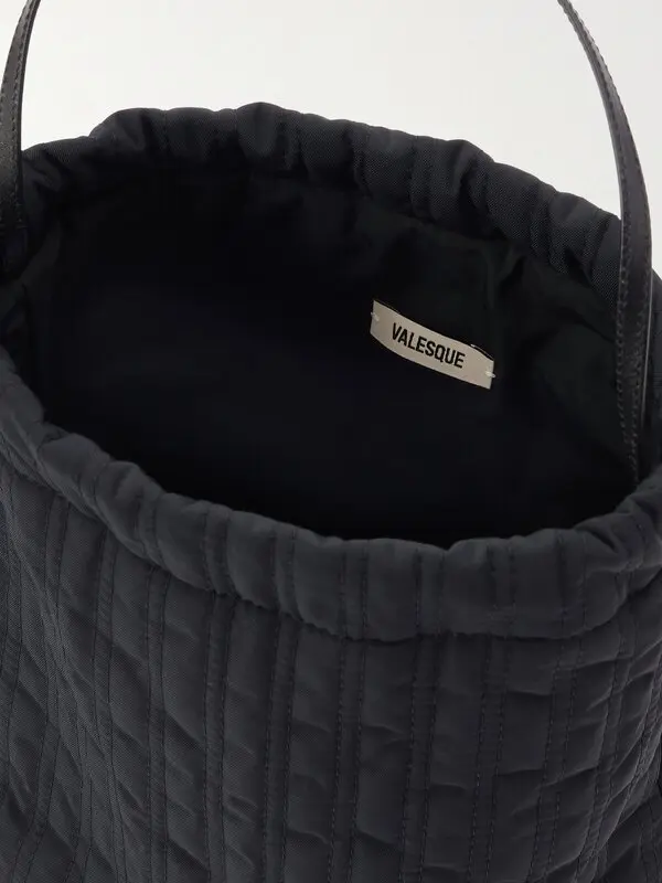 VALESQUE Leather-trimmed Quilted Nylon Bonnet Shoulder Bag