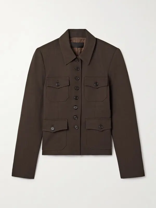 NILI LOTAN Jamison Wool-twill Jacket - Brown