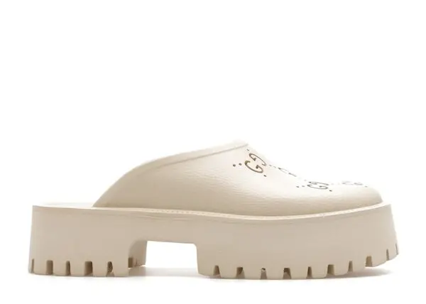 Gucci Platform Perforated G Sandal Rubber - White