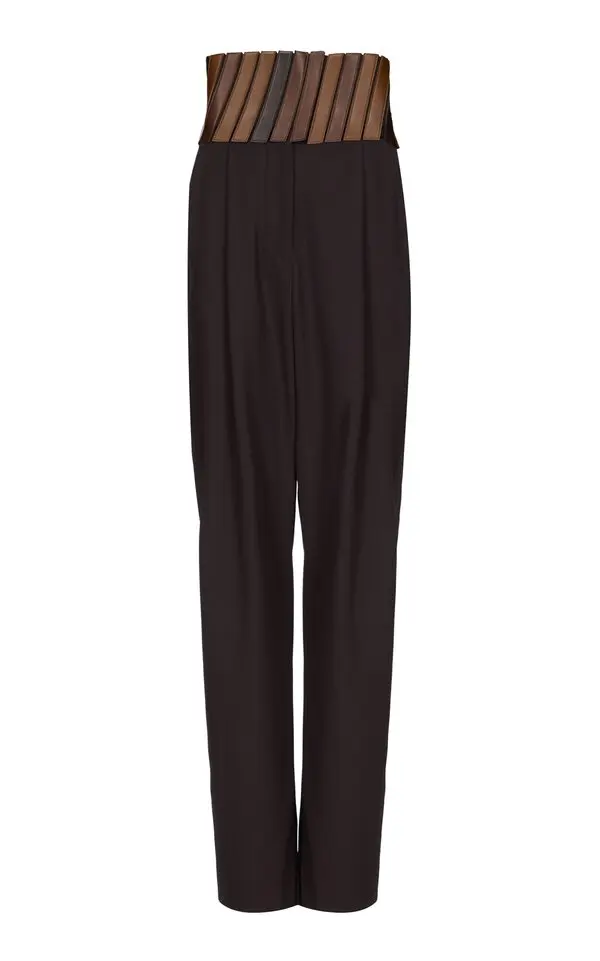 Alaïa Belted Wool Straight-leg Trousers