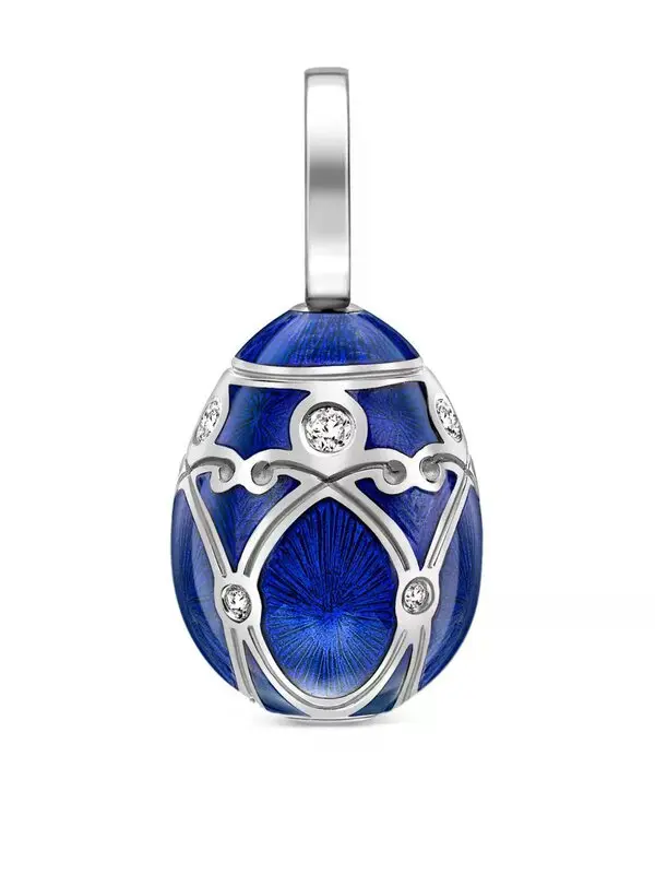 Faberge 18kt White Gold Heritage Palais Egg Diamond Charm - Silver