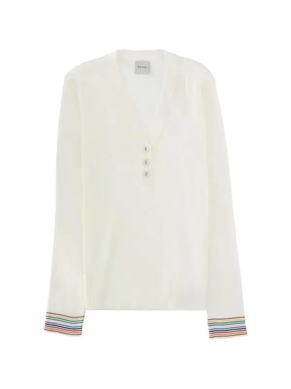 Paul Smith Button-up V-neck Top - Neutrals