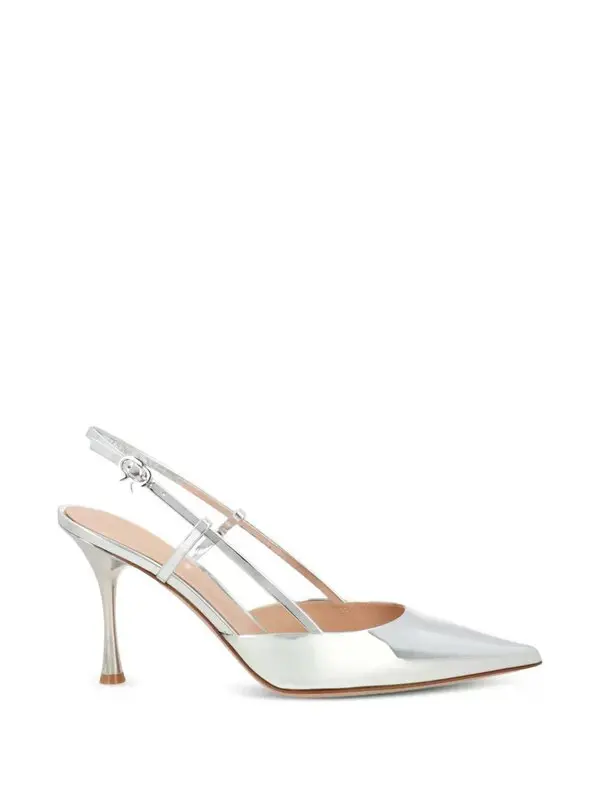 GIANVITO ROSSI Ascent Pointed Leather Pumps - Silver