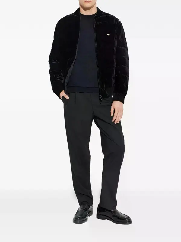 Emporio Armani Tapered Pleated Trousers - Black