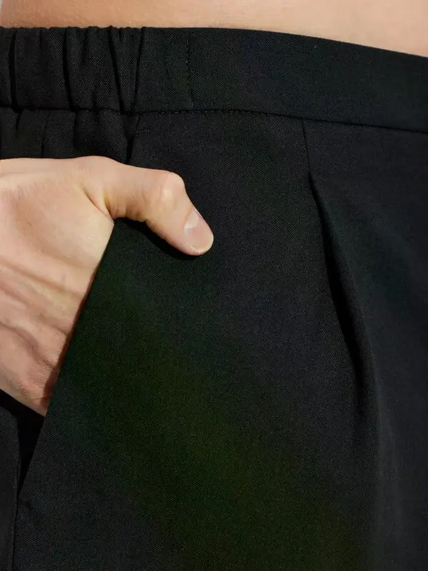 Emporio Armani Tapered Pleated Trousers - Black